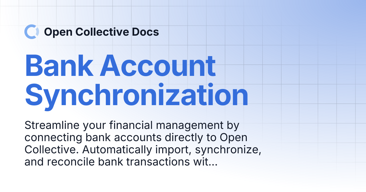 Bank Account Synchronization | Open Collective Docs