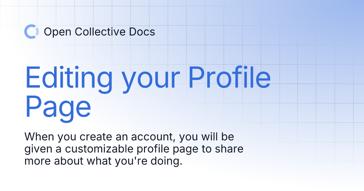 Editing your Profile Page | Open Collective Docs